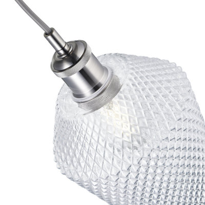 Modern and Compact Diamond Design Clear Glass Pendant Lamp Shade - 17cm ...