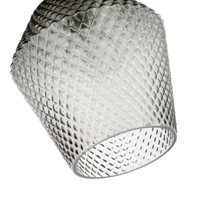 MODERN AND COMPACT DIAMOND DESIGN SMOKED GREY GLASS PENDANT SHADE