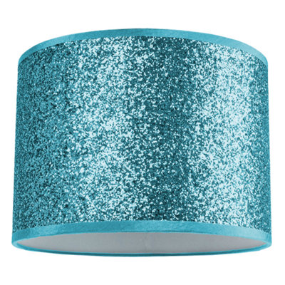 Modern and Designer Bright Teal Glitter Fabric Pendant/Lamp Shade 30cm ...