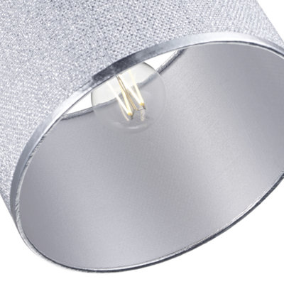 Modern and Designer Mini Diamond Silver Glitter Fabric Lamp Shade 25cm Wide
