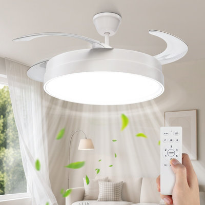 Modern and Quietest Ceiling Fan Light with Retracted Blades with Remote ...