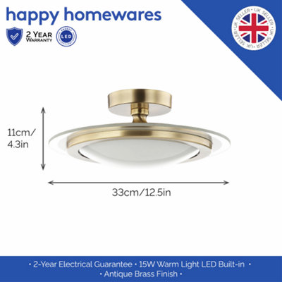 Modern and Sleek Semi Flush LED Powered Ceiling Light Fitting in ...