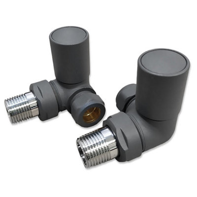 Modern Anthracite Round Corner Radiator Valves 15mm Pair