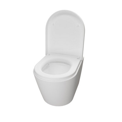 Modern Bathroom Ceramic White Rimless Round Wall Hung Toilet Short ...