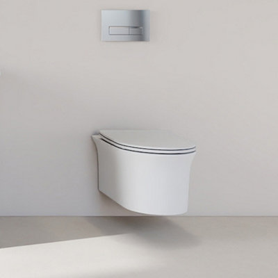 Modern Bathroom Ceramic White Rimless Wall Mounted Toilet Short ...