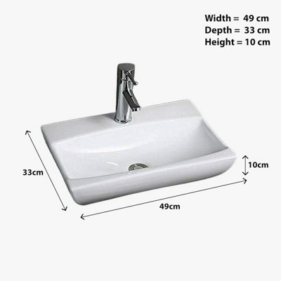 Modern Bathroom Cloakroom Basin Sink, Counter Top Space Saving Wall ...