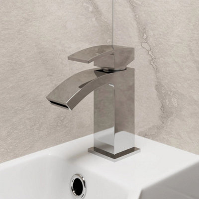 Modern Bathroom Monobloc Basin Sink Mixer Tap Curved Spout Lever Handle ...