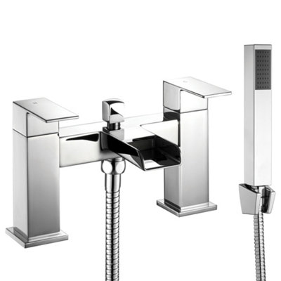Modern Bathroom Square Waterfall Deck Mounted Bath Shower Mixer Tap ...