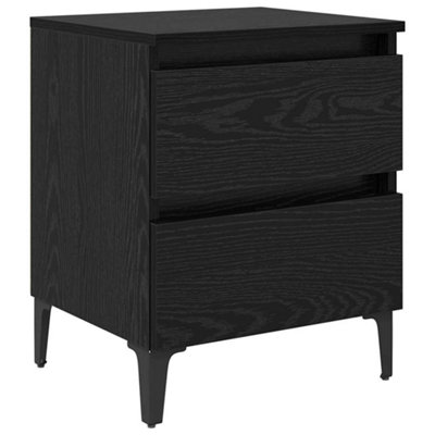 Modern Bed Cabinet Black Oak 40x35x50 cm Engineered Wood