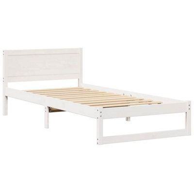 Modern Bed Frame White Wood 90 x 190 cm Bed Frame Rectangular