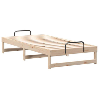 Modern Bed Frame with Carry Handles Brown Solid pine wood