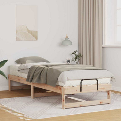 Modern Bed Frame with Carry Handles Brown Solid pine wood