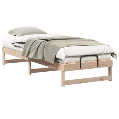 Modern Bed Frame with Carry Handles Brown Solid pine wood