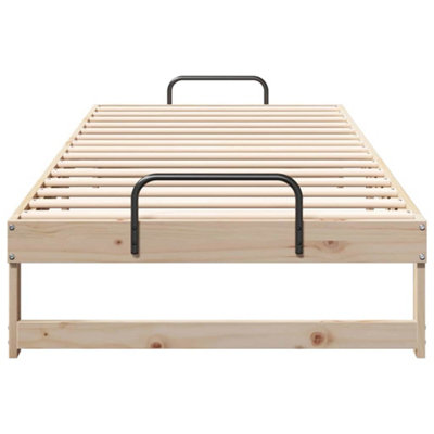 Modern Bed Frame with Carry Handles Brown Solid pine wood