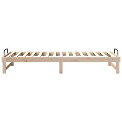Modern Bed Frame with Carry Handles Brown Solid pine wood