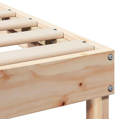 Modern Bed Frame with Carry Handles Brown Solid pine wood
