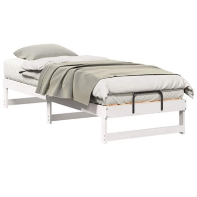 Modern Bed Frame with Carry Handles White Solid pine wood