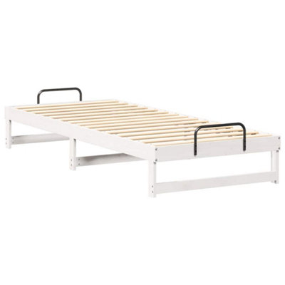Modern Bed Frame with Carry Handles White Solid pine wood