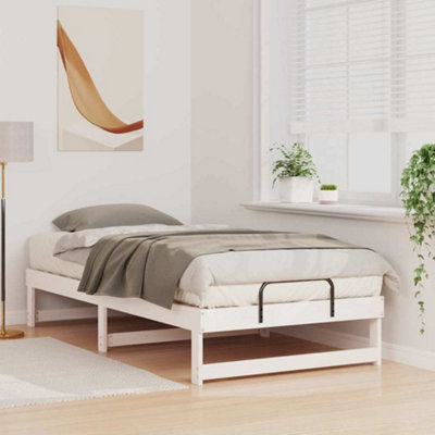 Modern Bed Frame with Carry Handles White Solid pine wood