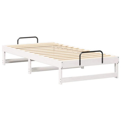 Modern Bed Frame with Carry Handles White Solid pine wood