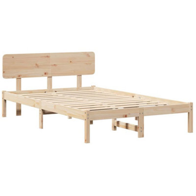 Modern Bed Frame with Headboard 120x200 cm Solid Pine Wood