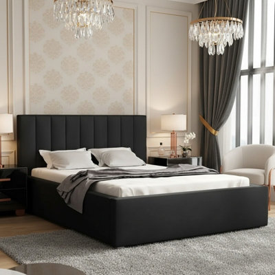 Modern Bedroom Bed Frame with Storage HDF and Laminated Board Metal ...