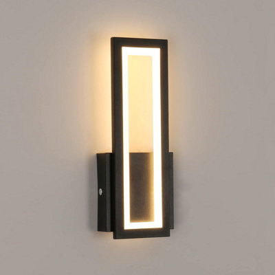 Modern Black 16W LED Wall Light - 3000K Warm White, 2000 Lumens, 32cm Tall