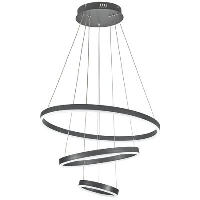 Modern Black 3 Ring Aluminum Round Adjustable Linear Hanging LED ...
