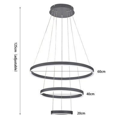 Modern Black 3 Ring Aluminum Round Adjustable Linear Hanging LED ...
