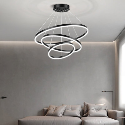 Modern Black 3 Ring Aluminum Round Adjustable Linear Hanging LED ...