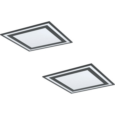 Modern Black 36W LED Wall and Ceiling Light Panel - 2 Pack