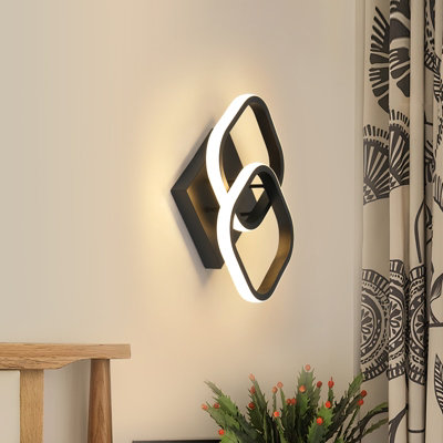 Modern Black Dual Square Integrated LED Ceiling Light - 22W 3000K Warm ...