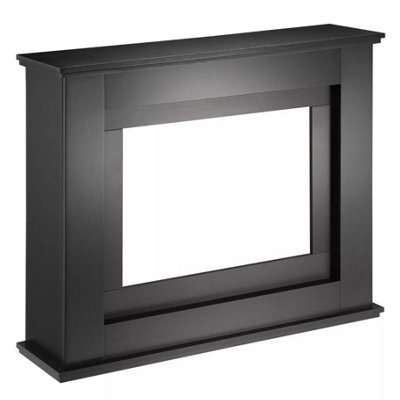 Modern Black Electric Fireplace Surround Wall-Mounted Frame