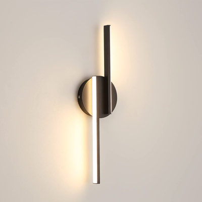 Modern Black Integrated LED Wall Light, 3000K Warm White, 16W 1200 Lumens