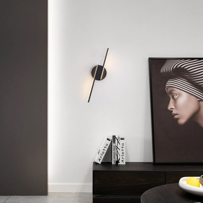 Modern Black Integrated LED Wall Light, 3000K Warm White, 16W 1200 Lumens