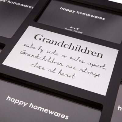 Modern Black Multi Collage Frame with Grandchildren Wording and Cute Phrase