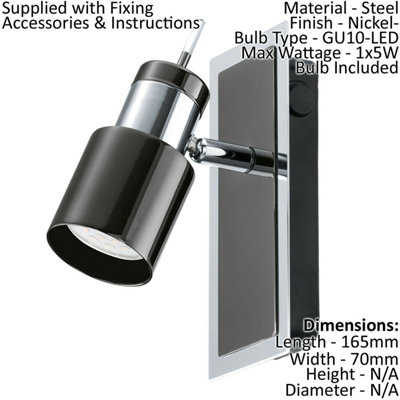 Modern Black Nickel Ceiling Spot Light with Two Matching Wall Lights