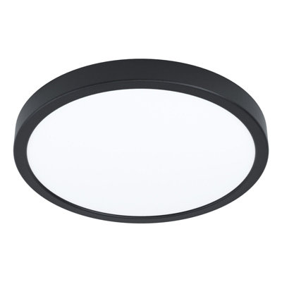 Modern Black Round LED Ceiling Light with White Shade - 20W