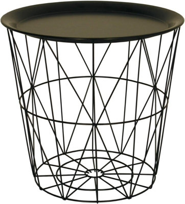 Modern Black Small Wire Side Table Metal Coffee End Side Table With ...