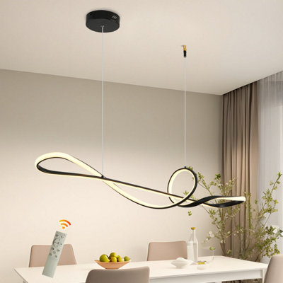 Modern Black Wavy Linear LED Pendant Light, Dimmable, Colour Temp ...