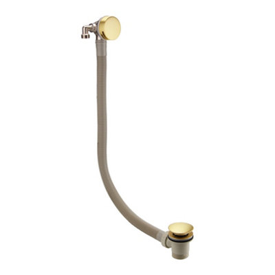 Modern Brushed Brass Waterfall Bath Filler with Pop Up Waste and ...