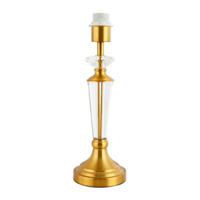 Modern Brushed Gold and Clear Crystal Glass Table Lamp Base with Inline ...