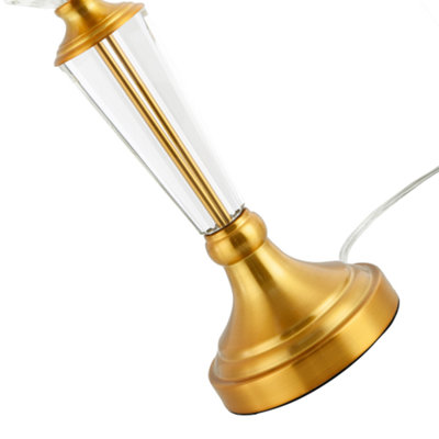 Modern Brushed Gold and Clear Crystal Glass Table Lamp Base with Inline ...