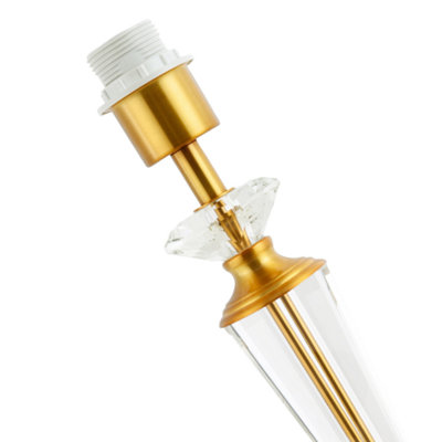 Modern Brushed Gold and Clear Crystal Glass Table Lamp Base with Inline ...