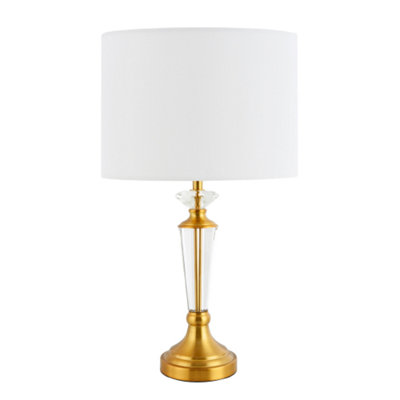 Modern Brushed Gold and Clear Crystal Glass Table Lamp Base with Inline ...
