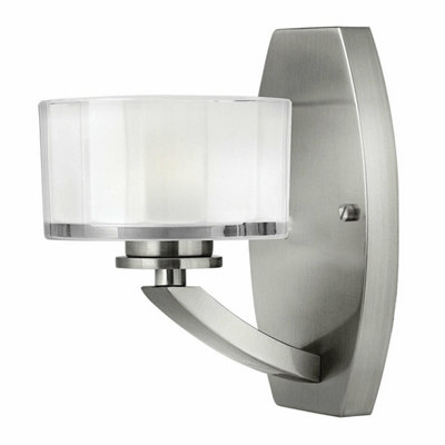 Modern Brushed Nickel Wall Light with 13mm Thick Glass and LED G9 Bulb