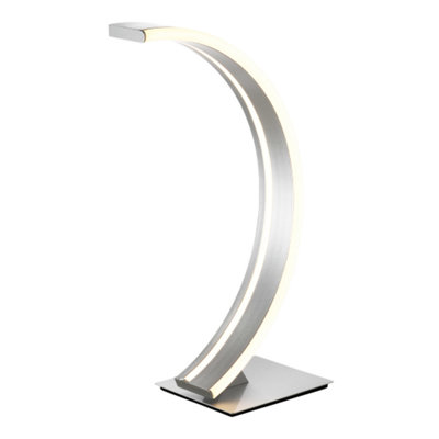 Modern Brushed Silver LED Desk Lamp with Thin Profile Strip and Inline ...
