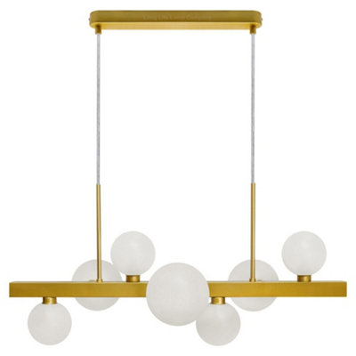 Modern Ceiling Golden Cluster Pendant Light Bar Globe Frosted Glass ...