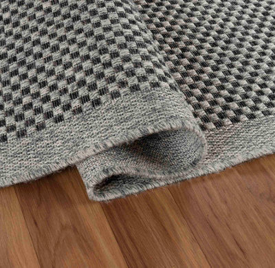Modern Checkered Design Outdoor-Indoor Rugs Dark Grey 160x230 cm