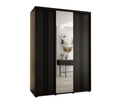 Modern Chic Black Sliding Wardrobe H2050mm W1700mm D600mm with Custom ...